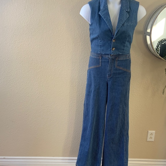 House of Harlow 1960 | Pants & Jumpsuits | House Of Harlow Nicole Richie96 Denim Pinstripe Vest ...